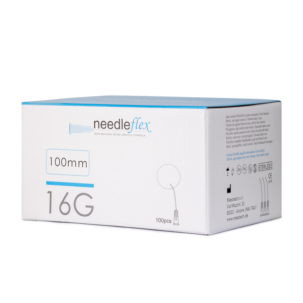 NEEDLEFLEX 16G - (100mm) 100 Flexible needle cannula with blunt tip and ...