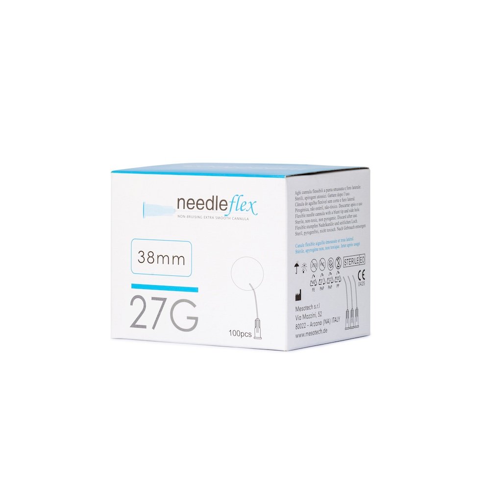 NEEDLEFLEX 27G - (38mm - 50mm) 100 Flexible needle cannula with blunt ...