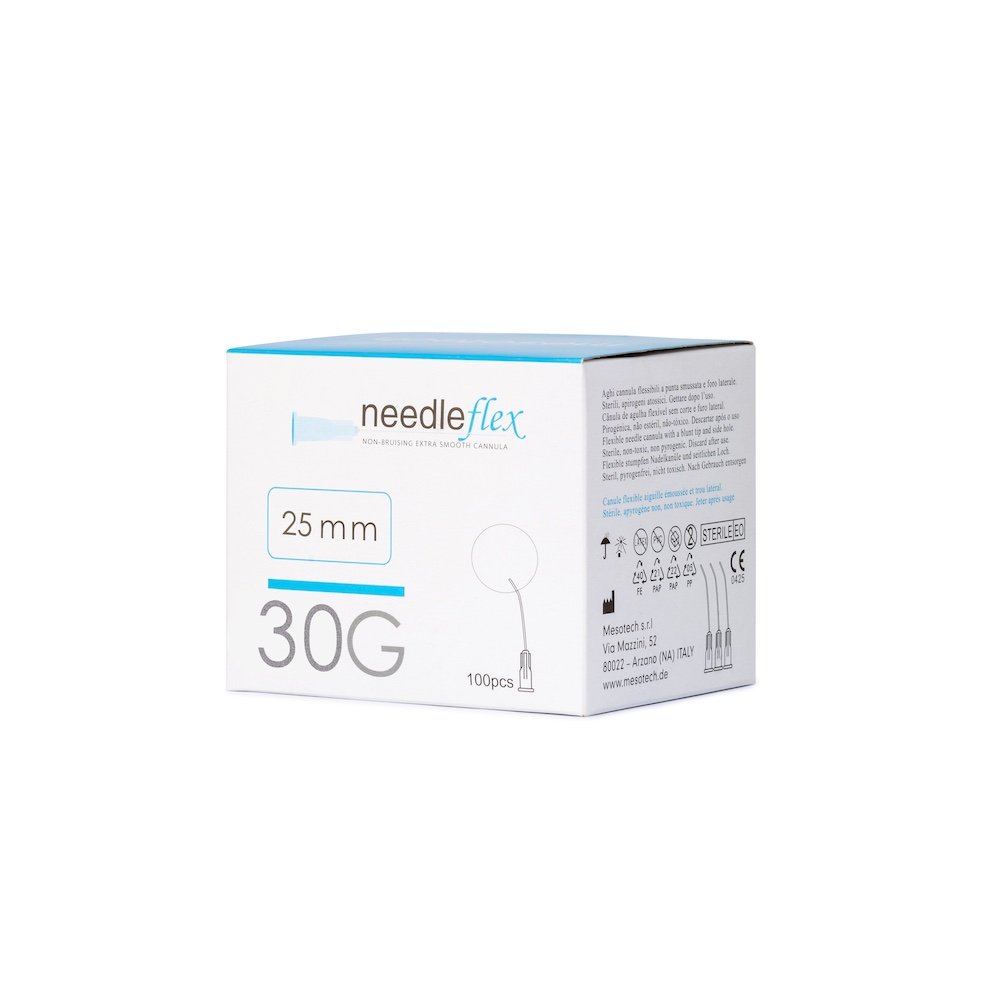 NEEDLEFLEX 30G - (25mm) 100 Flexible needle cannula with blunt tip and ...